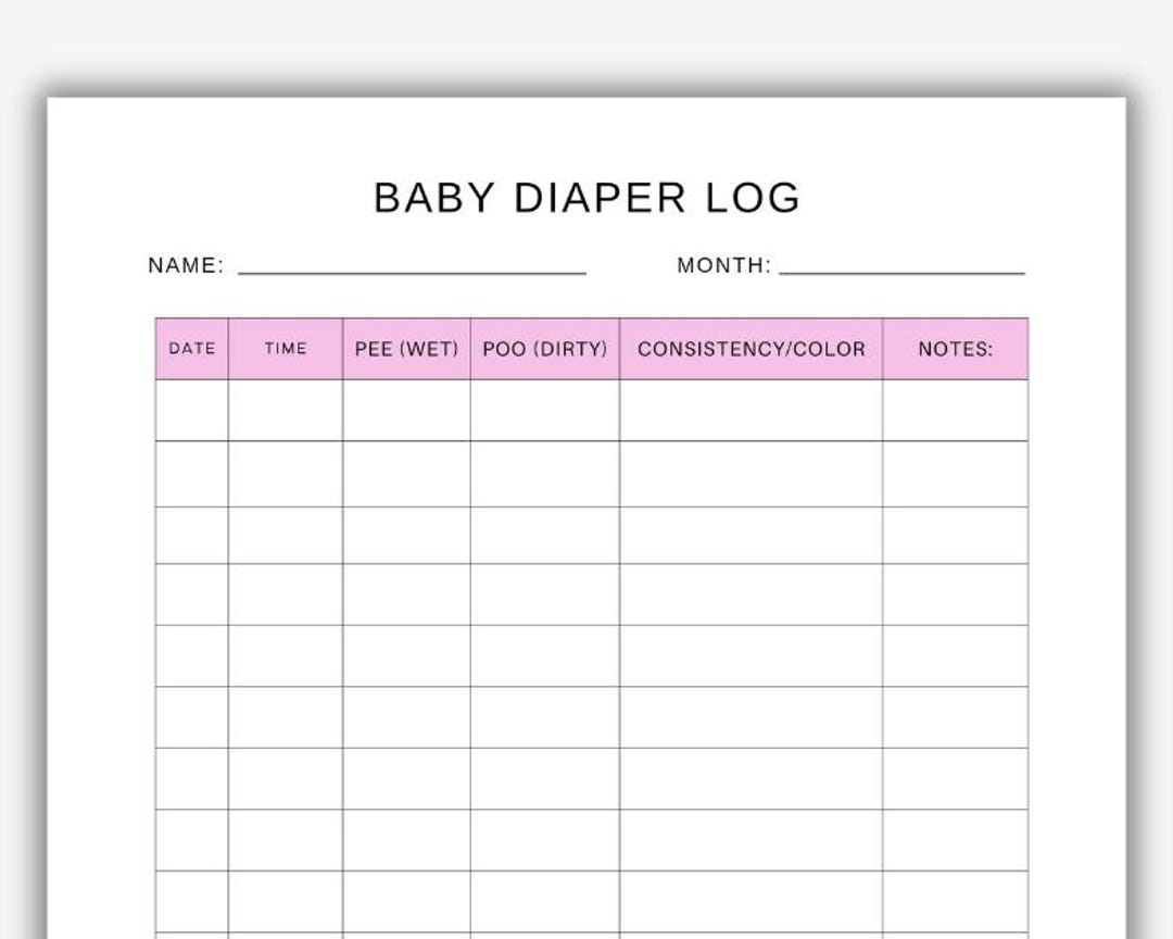 Printable Baby Diaper Log, Newborn Diaper Change Log Sheet, Printable ...
