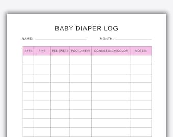 Printable Baby Diaper Log, Newborn Diaper Change Log Sheet, Printable ...