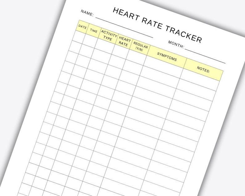 Heart Rate Tracker Printable, Heart Rate Tracking Log for Nurses ...