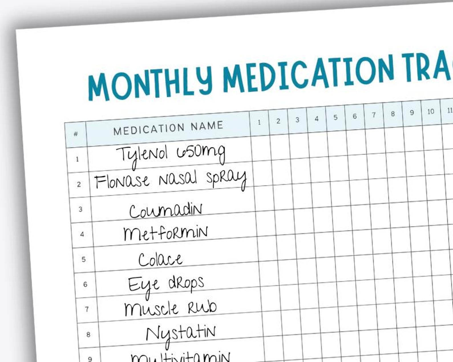Printable Medicine Tracker Medication Administration Record Daily ...