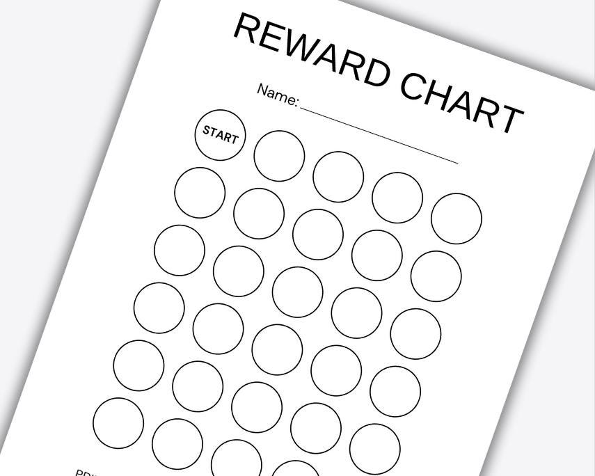 Printable Adult Reward Chart, Sticker Chart, Motivation, Goals, Habit ...