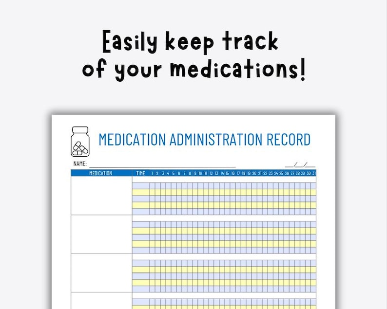 MAR | Medication Administration Record | Printable Medicine Record ...