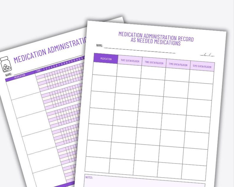 MAR | Medication Administration Record | Printable Medicine Record ...