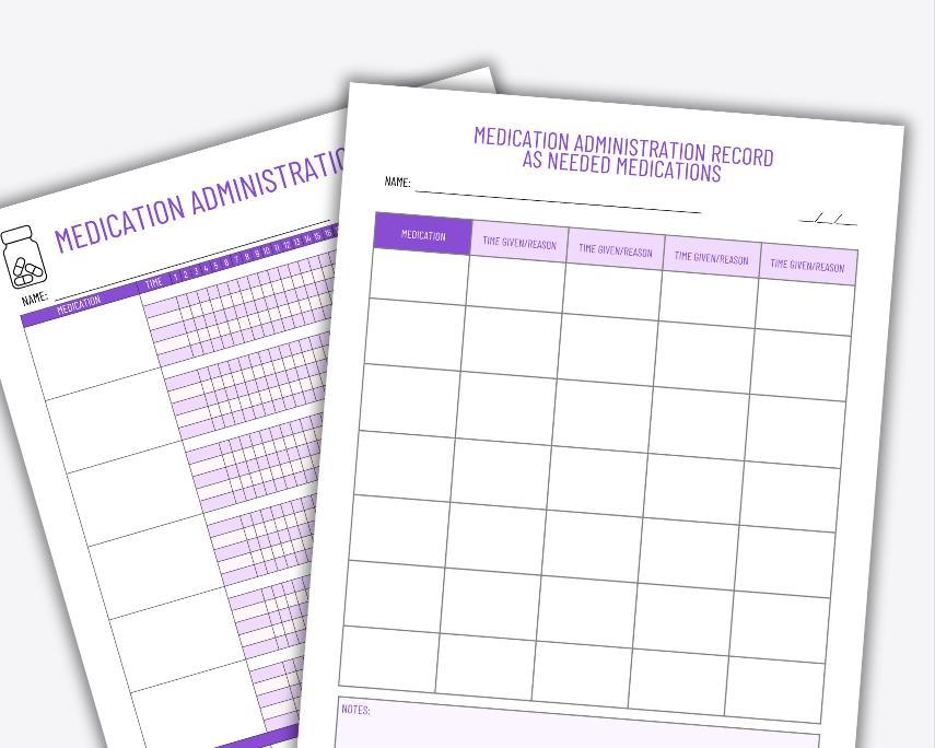 MAR | Medication Administration Record | Printable Medicine Record ...