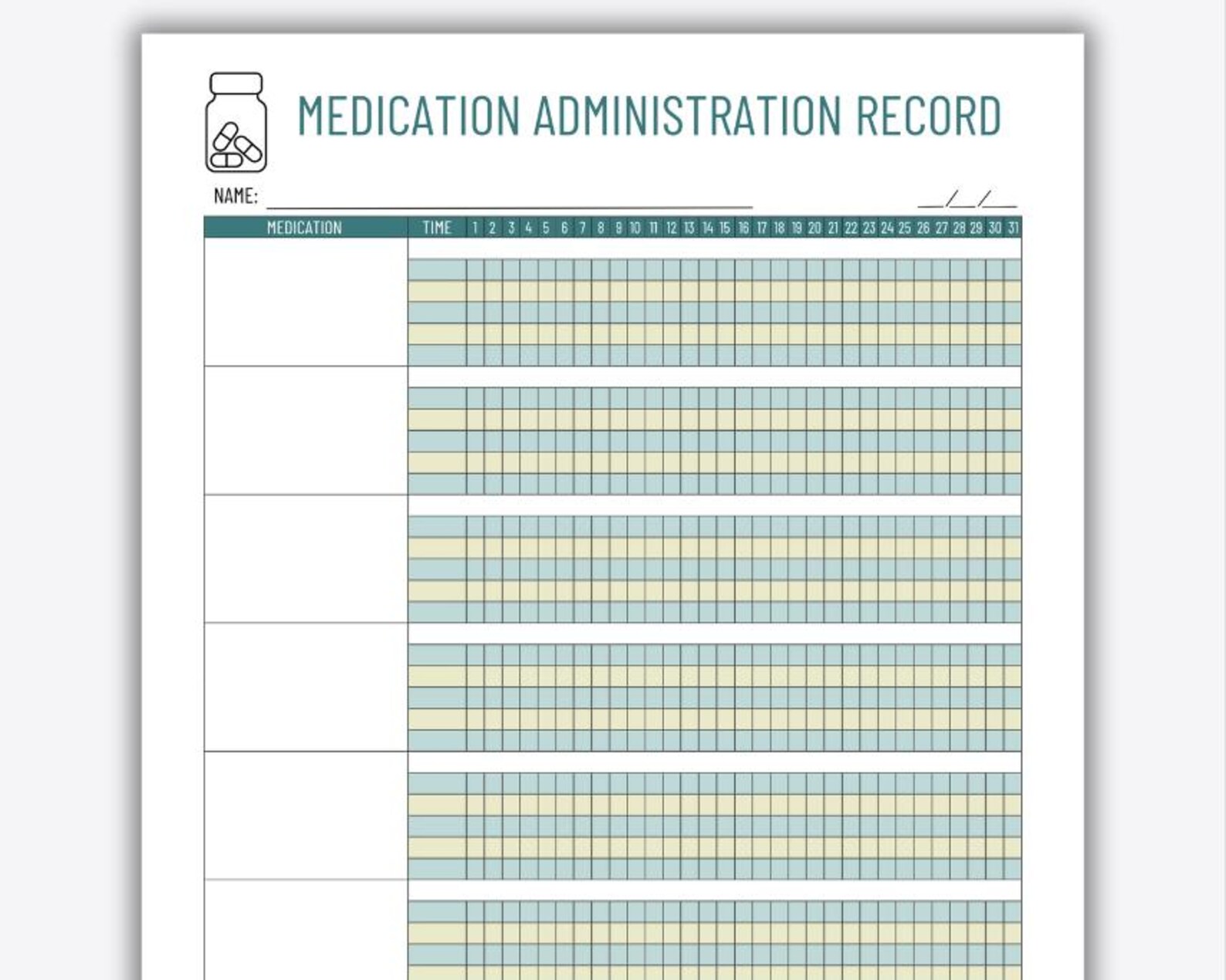 MAR | Medication Administration Record | Printable Medicine Record ...