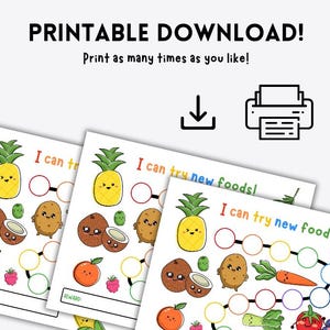 Reward Chart for Picky Eaters, Healthy Eating Rewards, Try New Foods ...