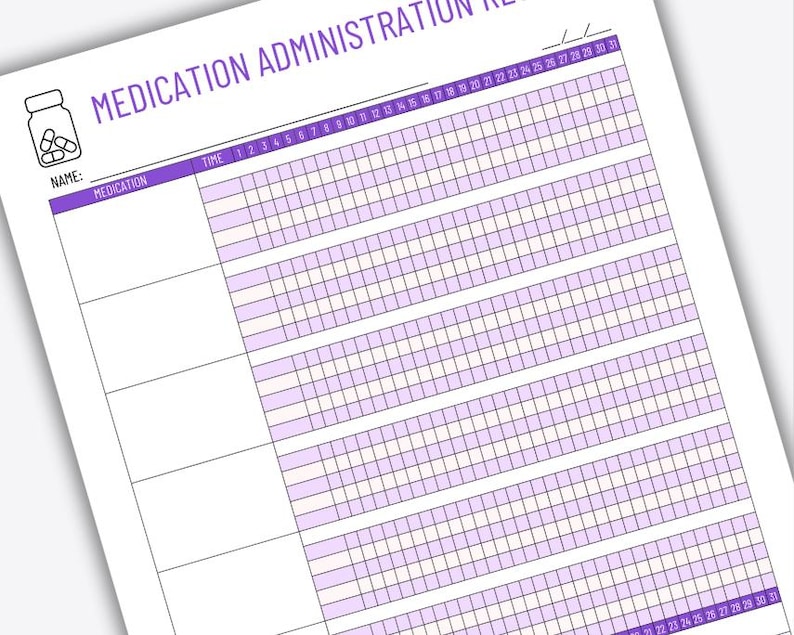 MAR | Medication Administration Record | Printable Medicine Record ...