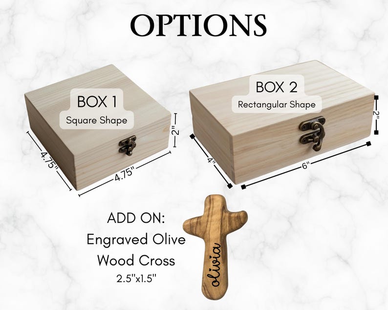 Christian Keepsake Box, Floral Cross, Engraved Name (baptism or ...