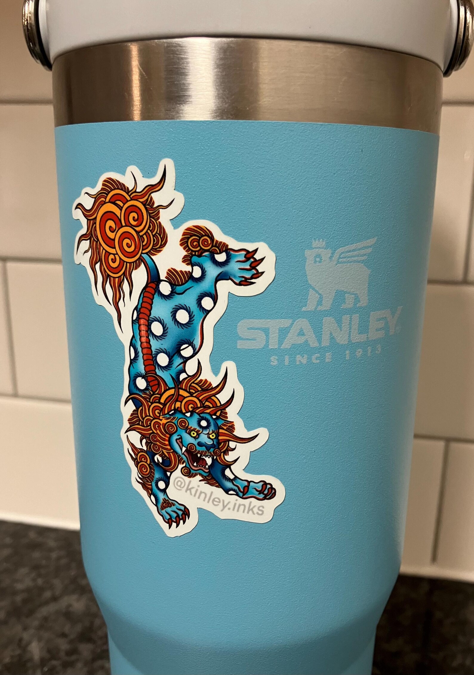 Japanese Traditional Irezumi Tattoo Flash Foo Dog Water Bottle Laptop ...