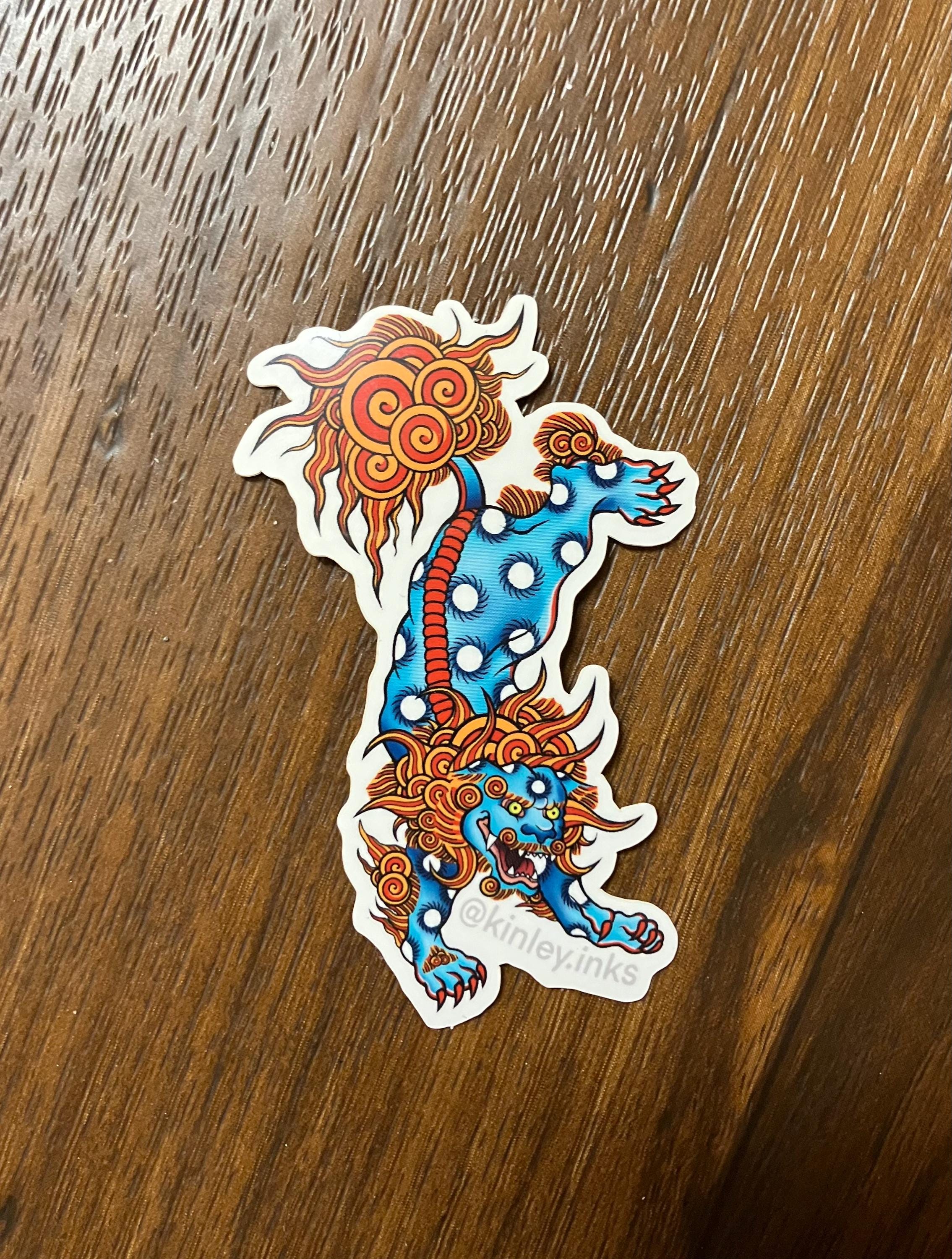 Japanese Traditional Irezumi Tattoo Flash Foo Dog Water Bottle Laptop ...