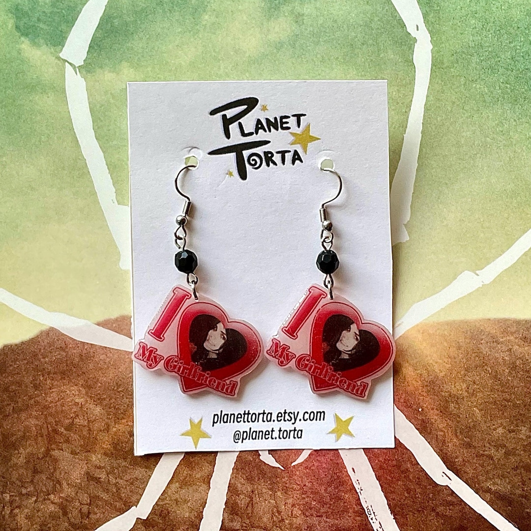 Gerard Way I Heart My Girlfriend Earrings - Handmade Unique Gift - My ...