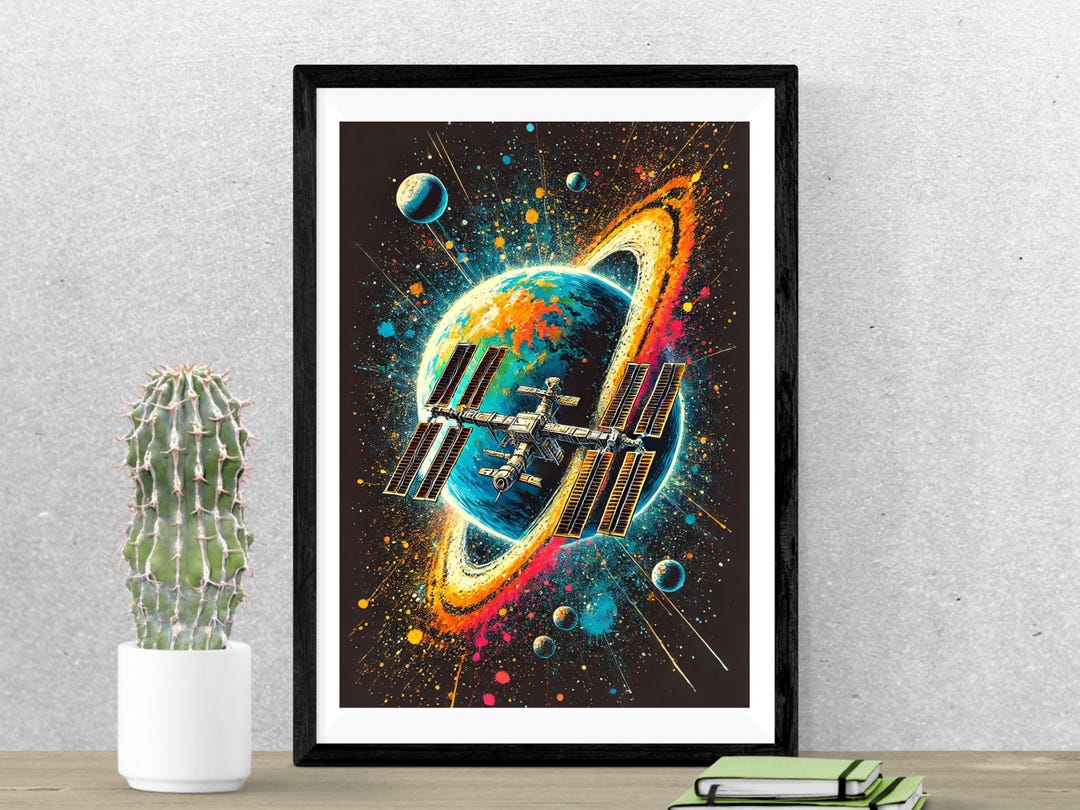 Cosmic Space Station Splatter Art - Etsy