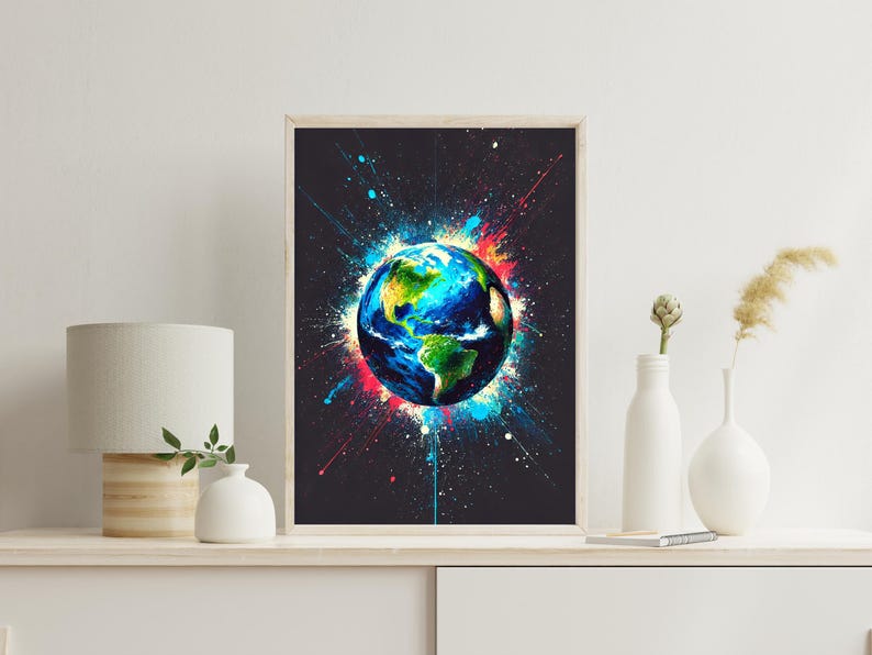 Vibrant Earth Splatter Art - Etsy