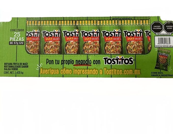Sabritas Tostitos Salsa Verde 25 Pack Mexican Chips (25 Count - 56g ...