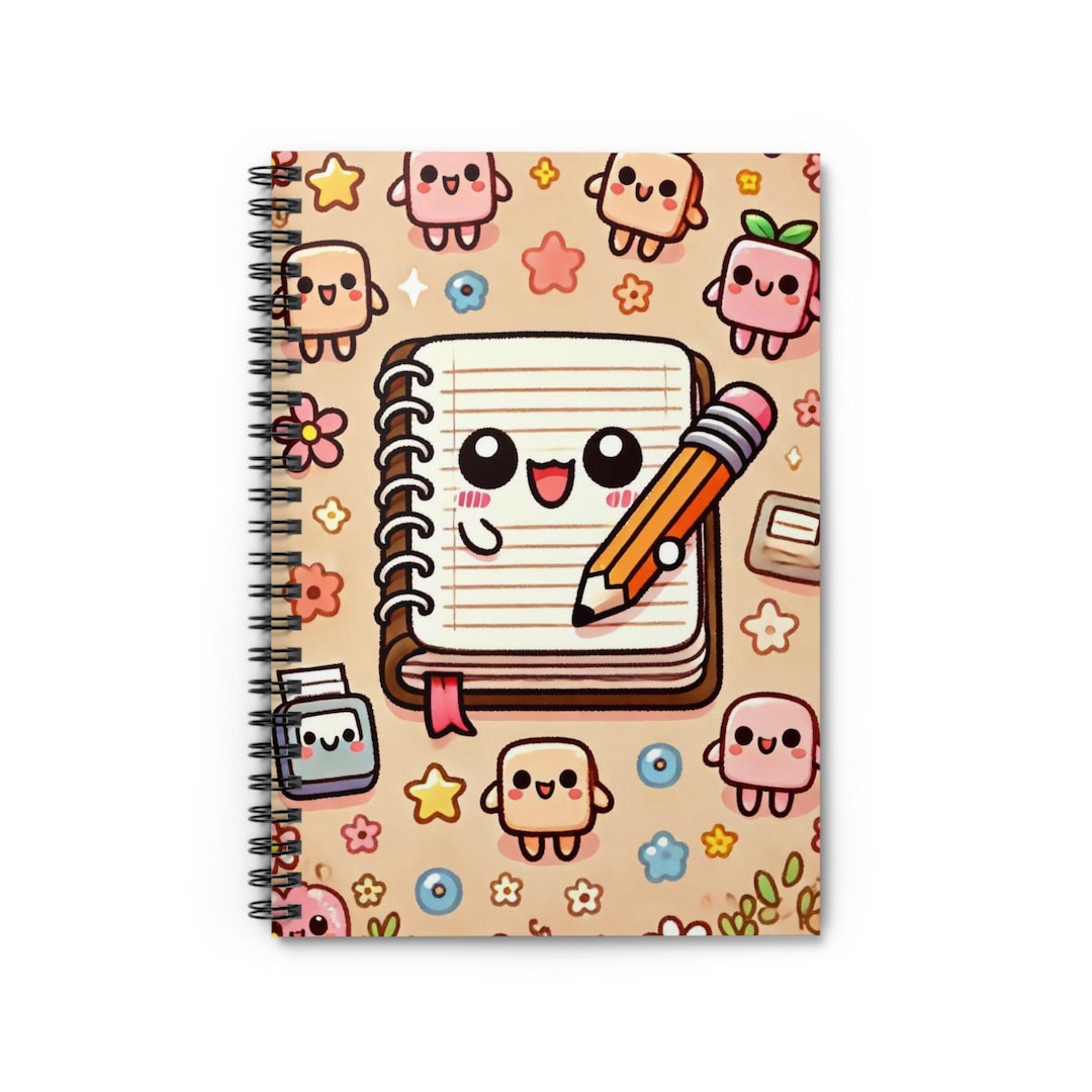 Kawaii Art Spiral Notebook Ruled Line, Journal, Diary, School Supplies ...