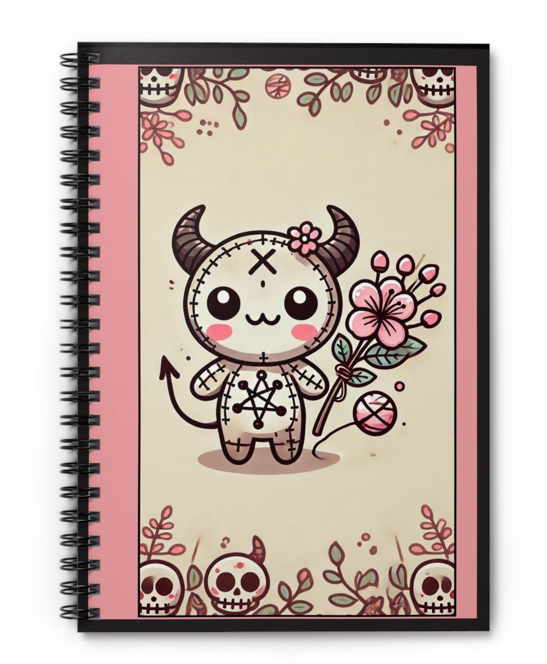 Kawaii Pastel Goth Spiral Notebook Ruled Line Cute Voodoo Doll Journal ...