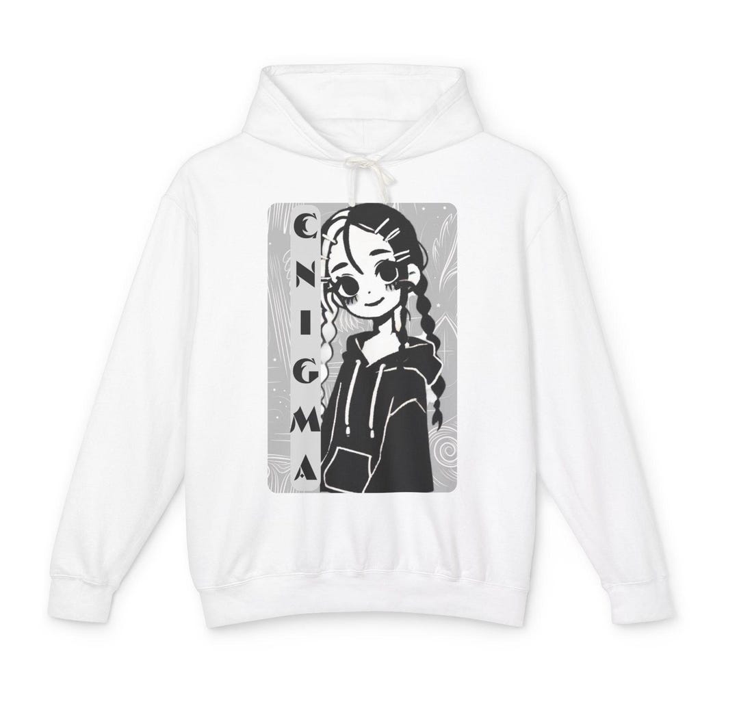 Enigma Black and White Kawaii Anime Hoodie, Dark Harajuku Hooded ...