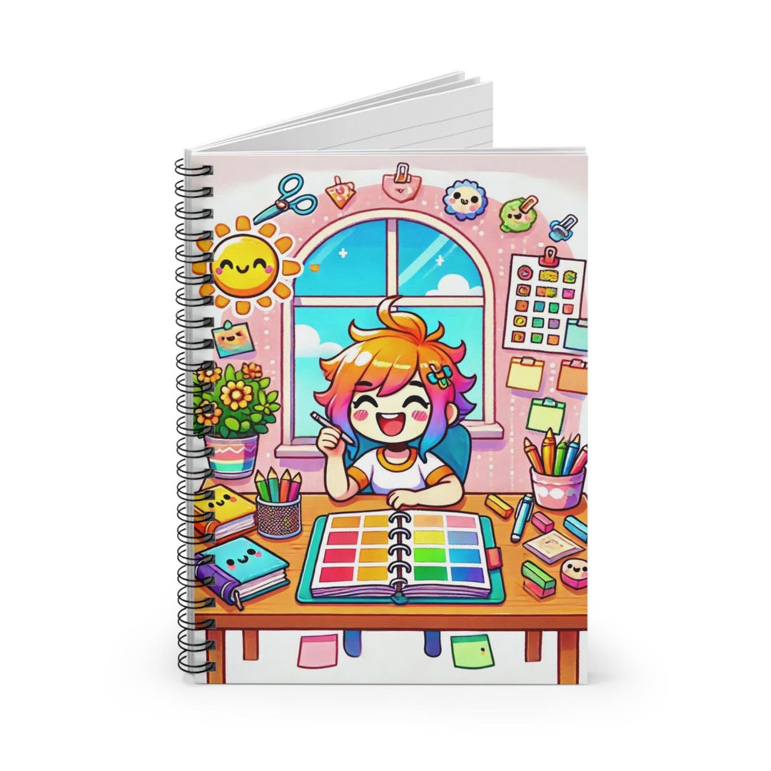 Kawaii Anime Planner Art Spiral Notebook Ruled Line, Journal ...