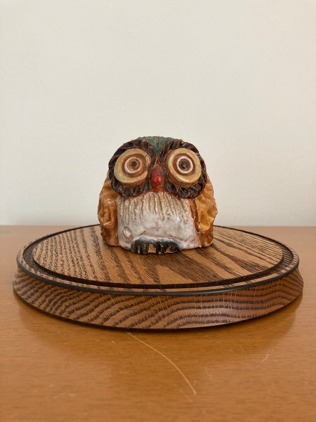 Vintage Owl Figurine Painted Glazed Clay Pottery - Etsy