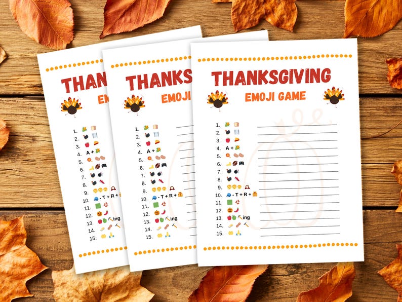 Thanksgiving Emoji Game | Fun Family Activity (instant Download) - Etsy