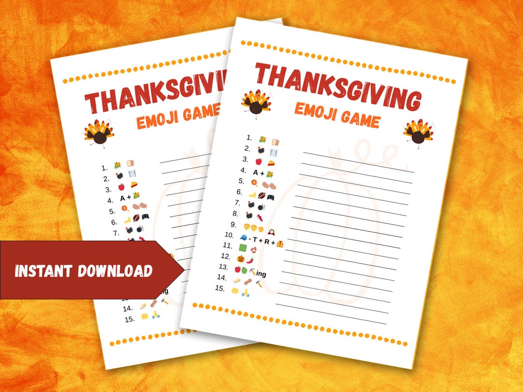 Thanksgiving Emoji Game | Fun Family Activity (instant Download) - Etsy