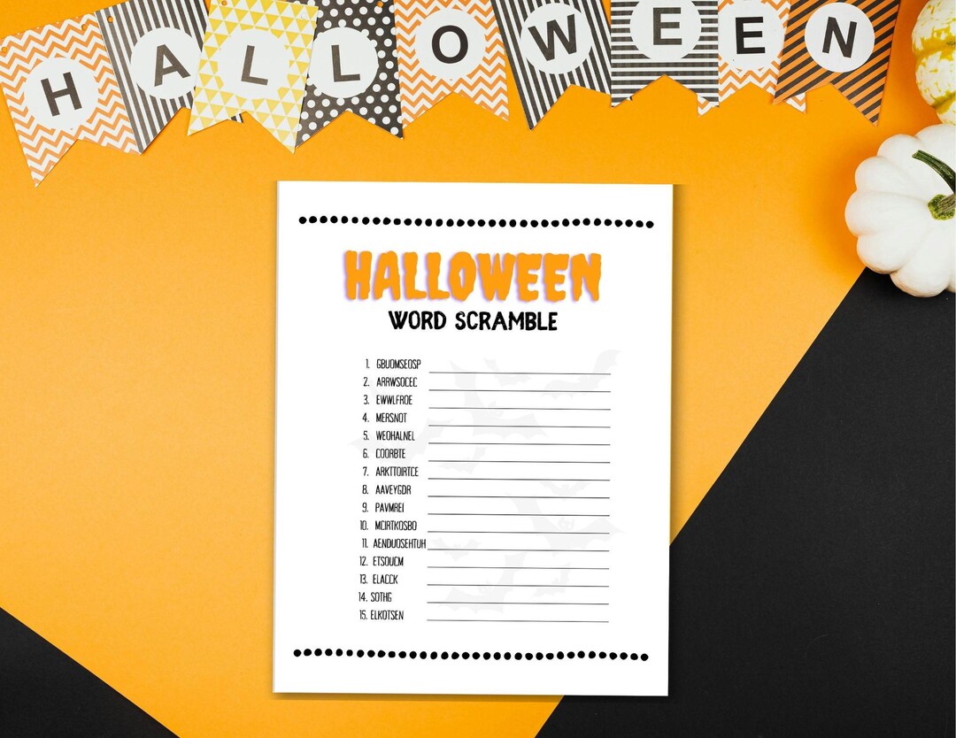 Printable Halloween Word Scramble Game | Kids & Adults Party Activity ...