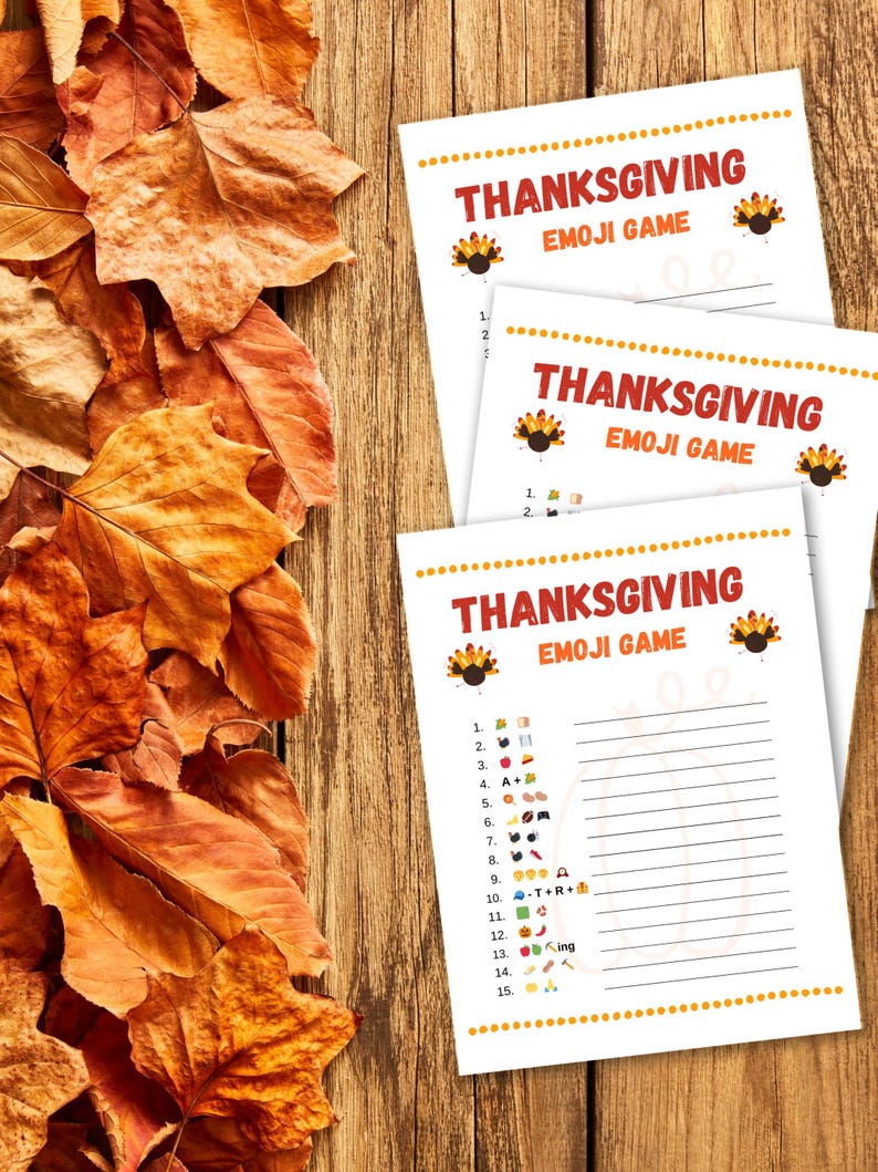 Thanksgiving Emoji Game | Fun Family Activity (instant Download) - Etsy