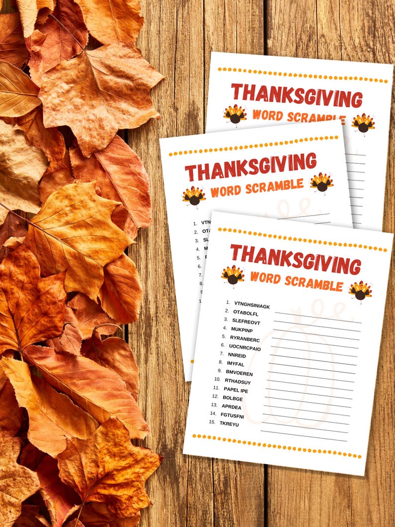Thanksgiving Word Scramble Printable | Fun Kids & Family Party Game ...
