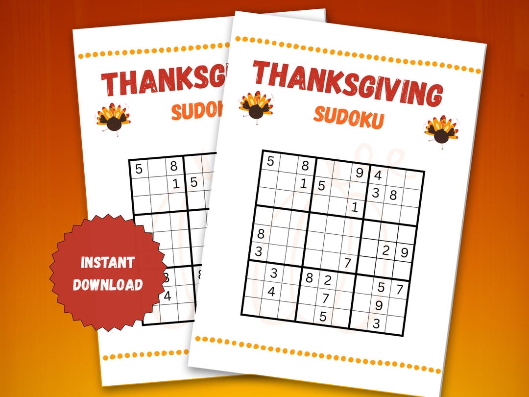 Thanksgiving Sudoku Printable | Fun Kids & Adult Logic Puzzle ...