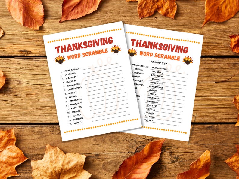 Thanksgiving Word Scramble Printable | Fun Kids & Family Party Game ...
