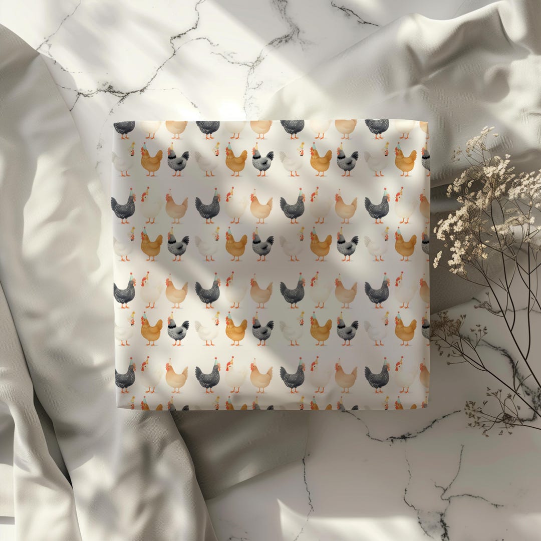 Chicken Wrapping Paper Farm Animal Gift Wrap Whimsical Chicken Wrapping ...
