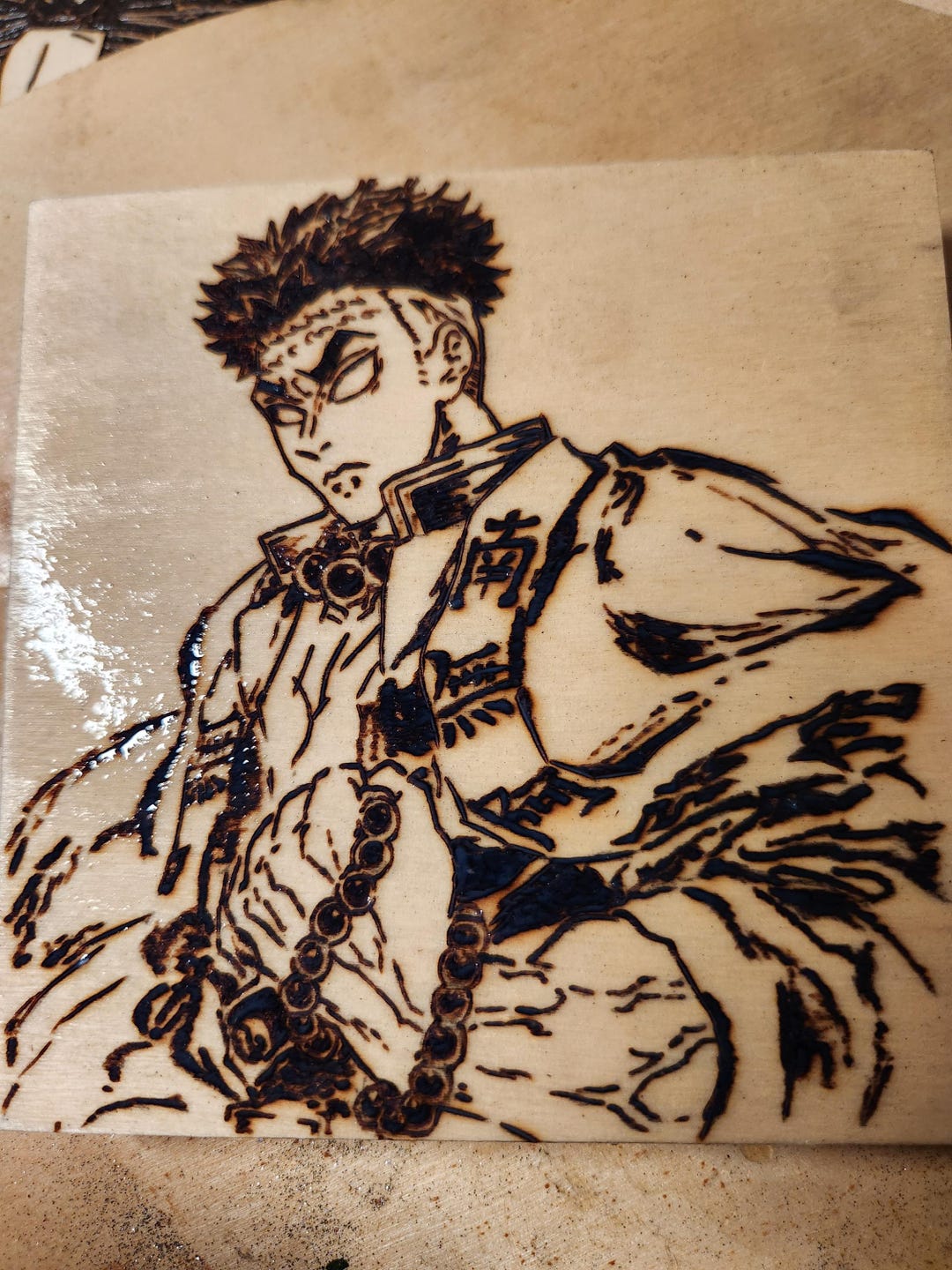 Stone Hashira Gyomei Wood Burning Art - Etsy
