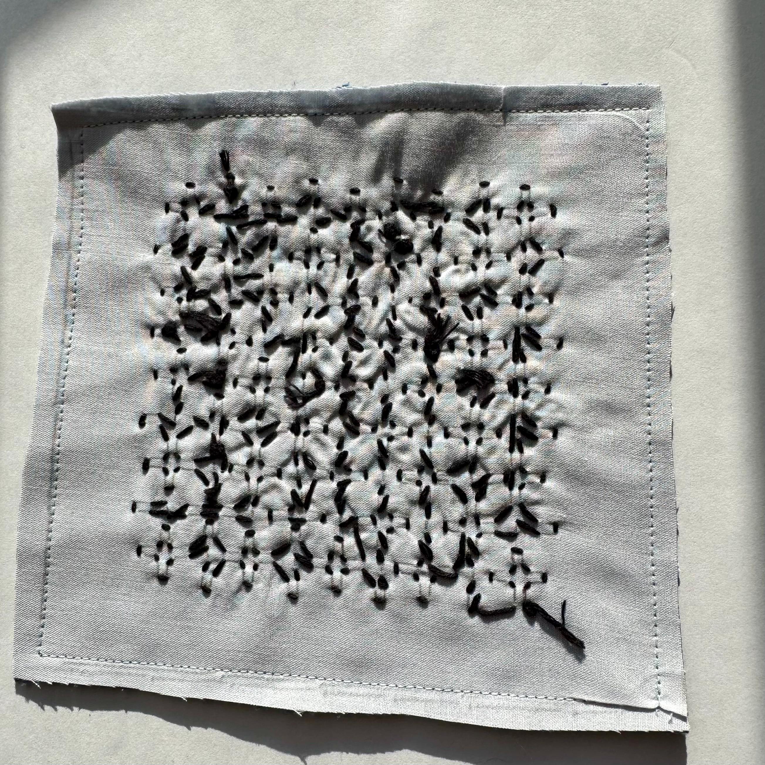 Sashiko Patch, Hand Embroidered Design in Black on Blue Denim, Sew on ...