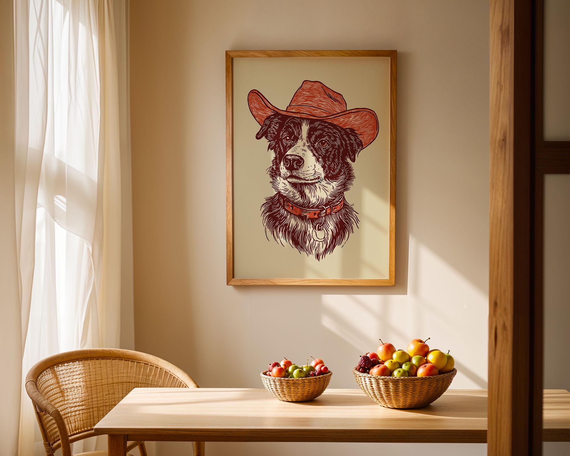 Cowdog Blue Heeler Southwestern Print. Western Wall Art. Australian ...