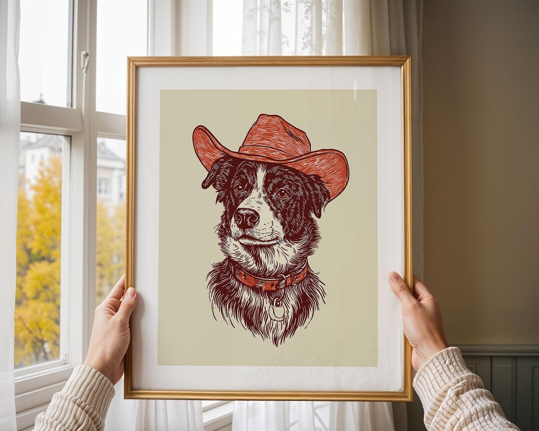 Cowdog Blue Heeler Southwestern Print. Western Wall Art. Australian ...