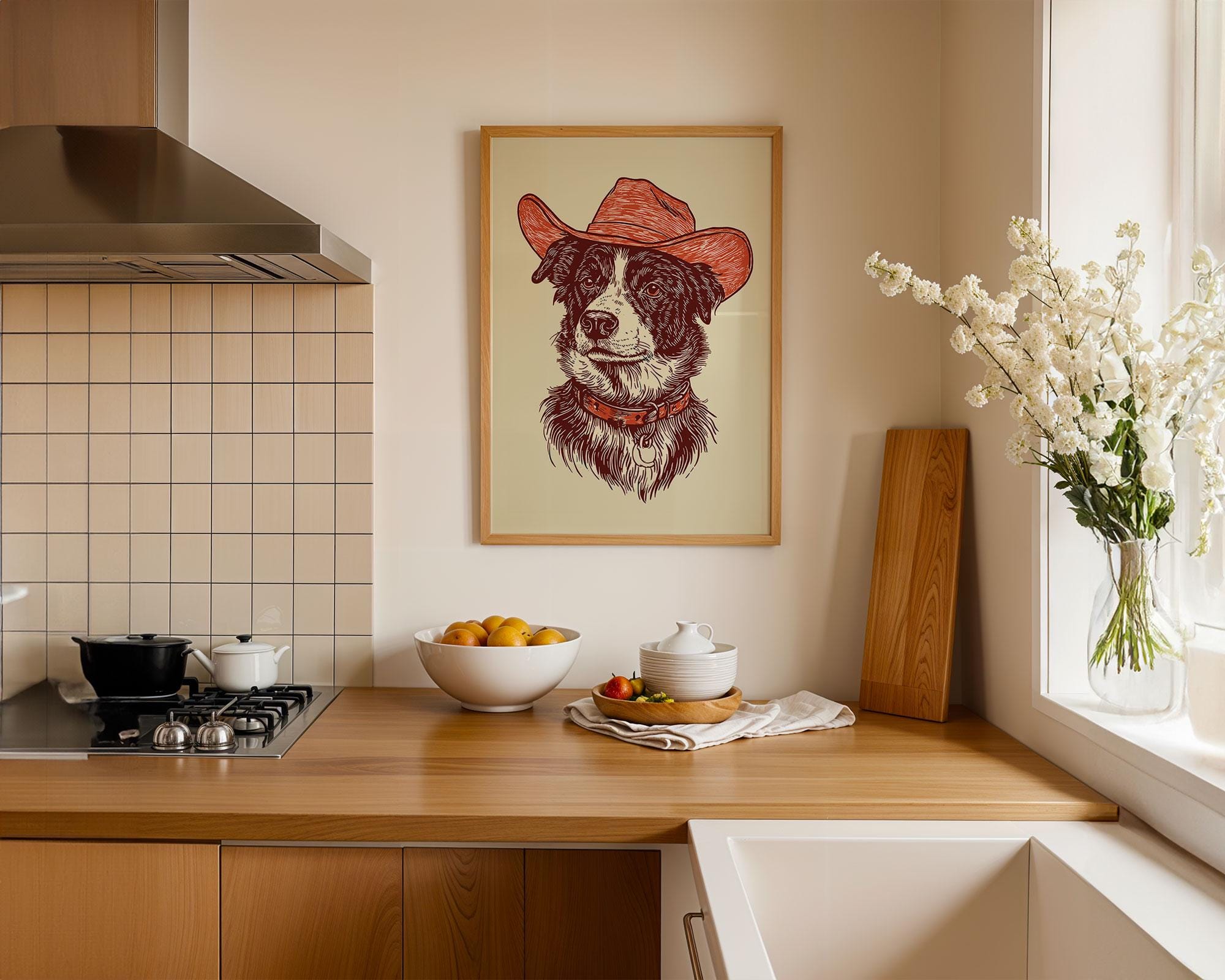 Cowdog Blue Heeler Southwestern Print. Western Wall Art. Australian ...