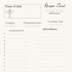 Modèle de carte de recette imprimable et personnalisable, page de livre ...