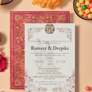 Editable Indian Wedding Reception Invitation | Watercolor Design With ...