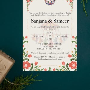 Editable Garba Invitation | Watercolor Design With Floral Accents ...