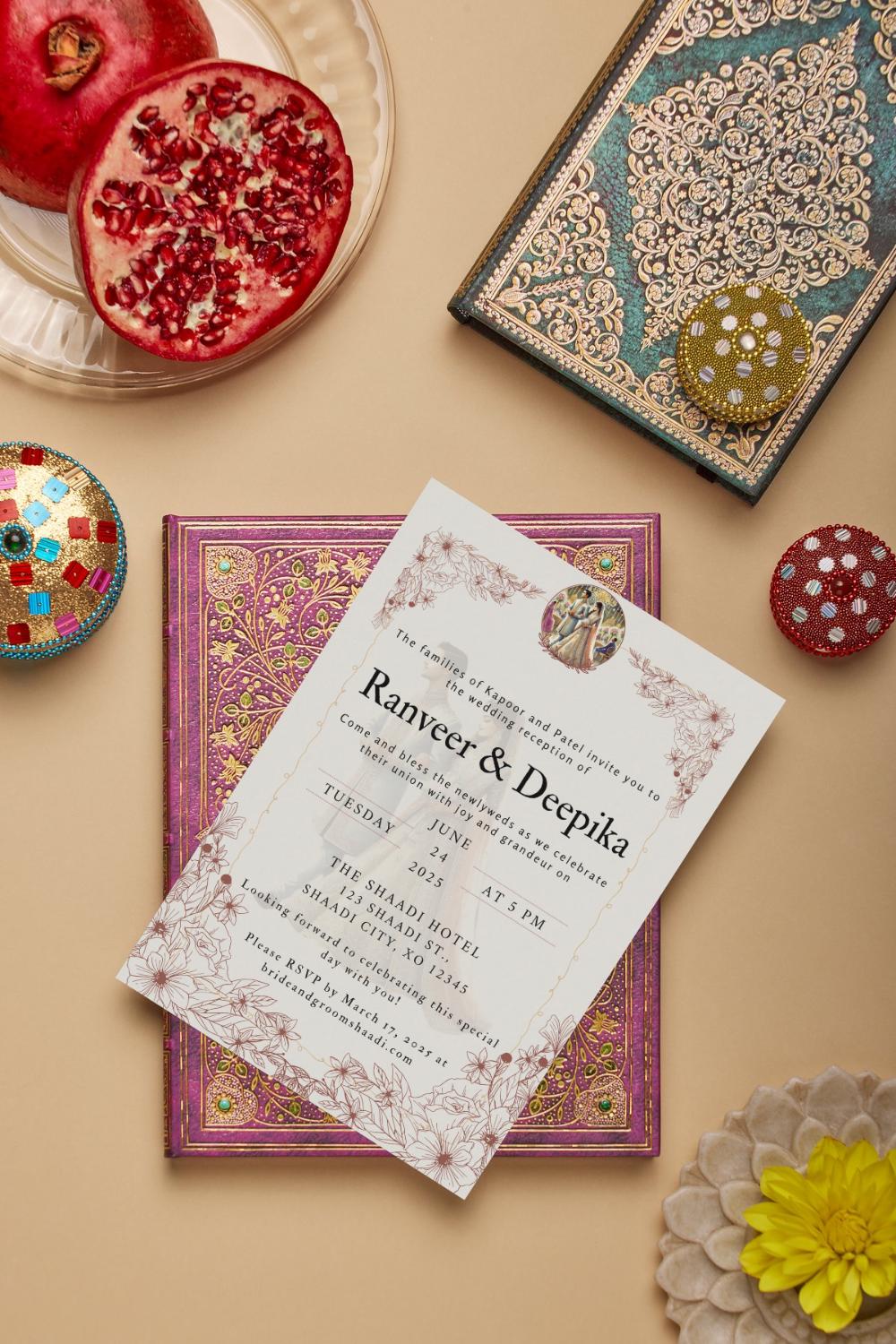 Editable Indian Wedding Reception Invitation | Watercolor Design With ...