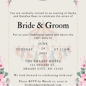 Editable Garba Invitation | Watercolor Design With Floral Accents ...