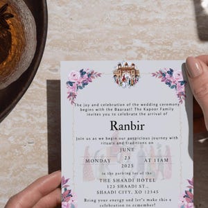 Editable Baraat Invitation | Watercolor Design With Floral Accents ...