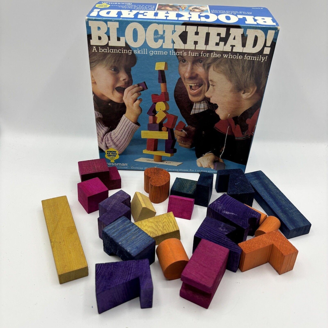 Vintage 1982 Blockhead Balancing Skill Game by Pressman Complete With ...
