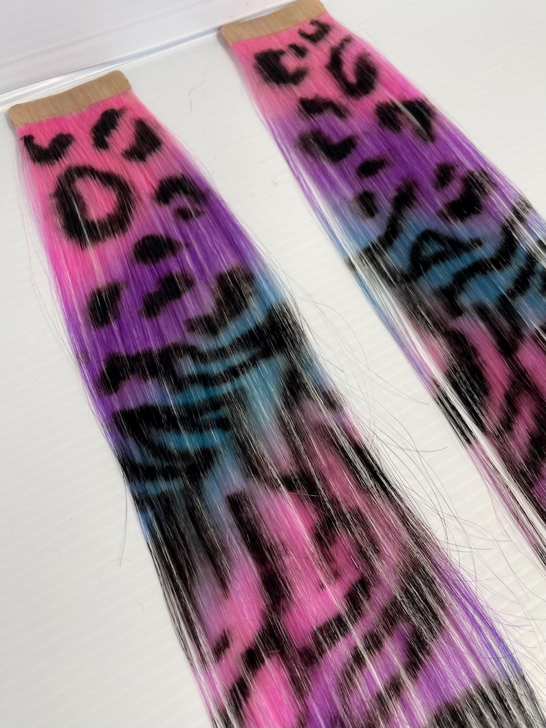 Pastel Animal Print Tape in Highlights Professionally Colored 100% Remy ...