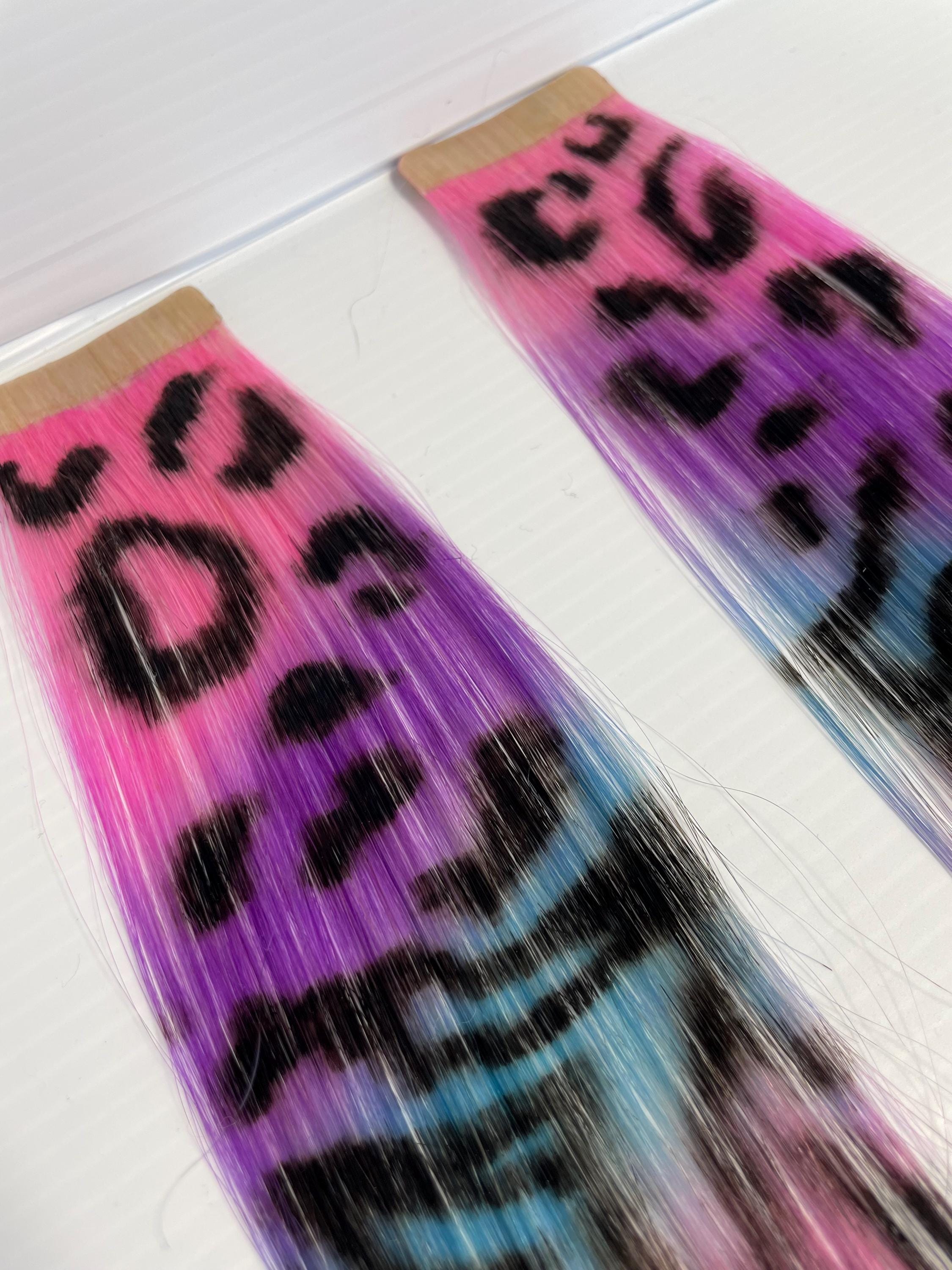 Pastel Animal Print Tape in Highlights Professionally Colored 100% Remy ...