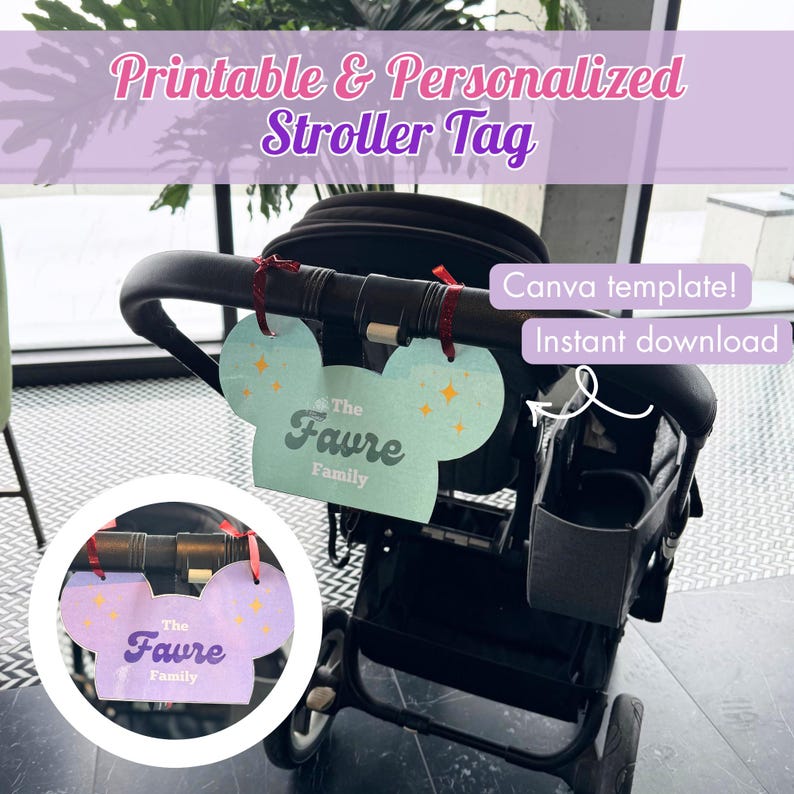 Instant Download Mickey-inspired Stroller Tag Template, Editable ...