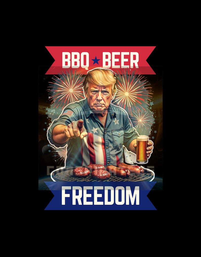 Trump BBQ Png, BBQ Beer Freedom Png, Fun Summer Shirt Design, Trump ...