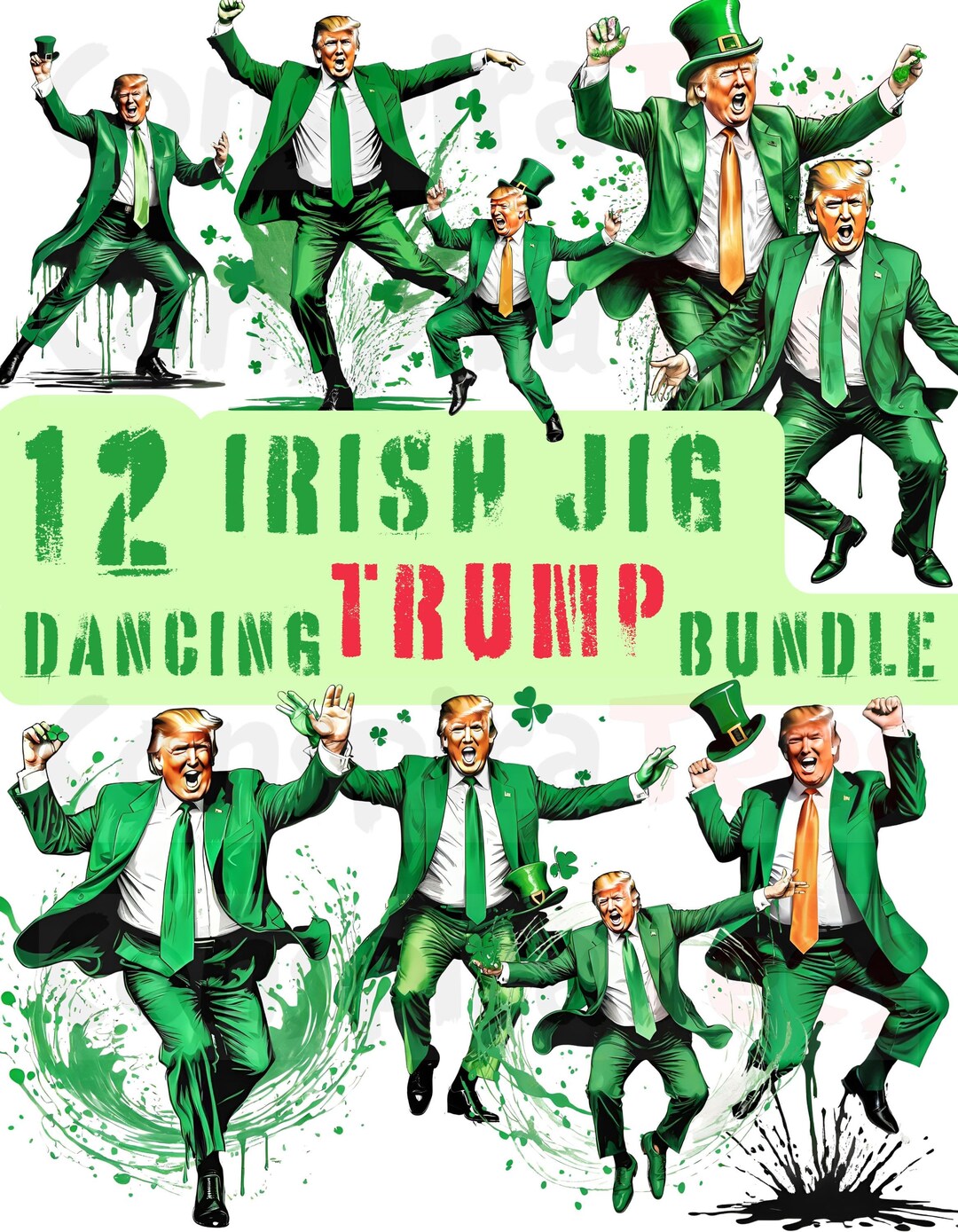 Trump Irish Jig PNG Bundle (12 PACK), St. Patrick's Day Dancing ...