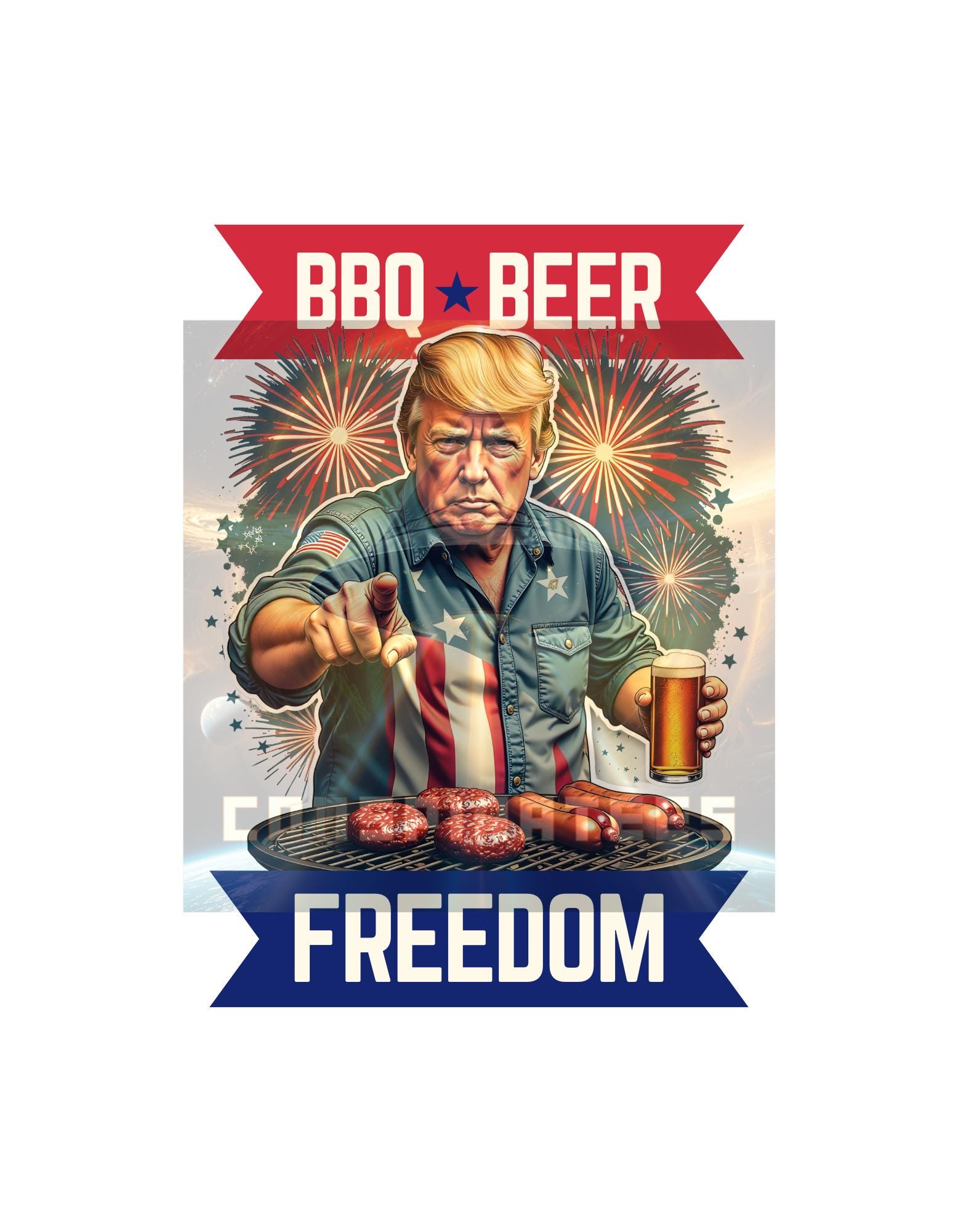 Trump BBQ Png, BBQ Beer Freedom Png, Fun Summer Shirt Design, Trump ...