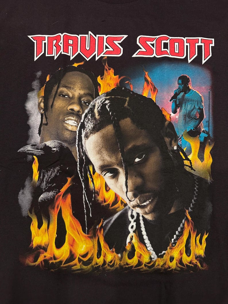 Travis Scott Flame Graphic Tshirt - Etsy